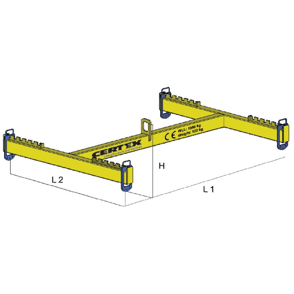 H-shaped Lifting Beam 4 lifting points - CERTEX Denmark