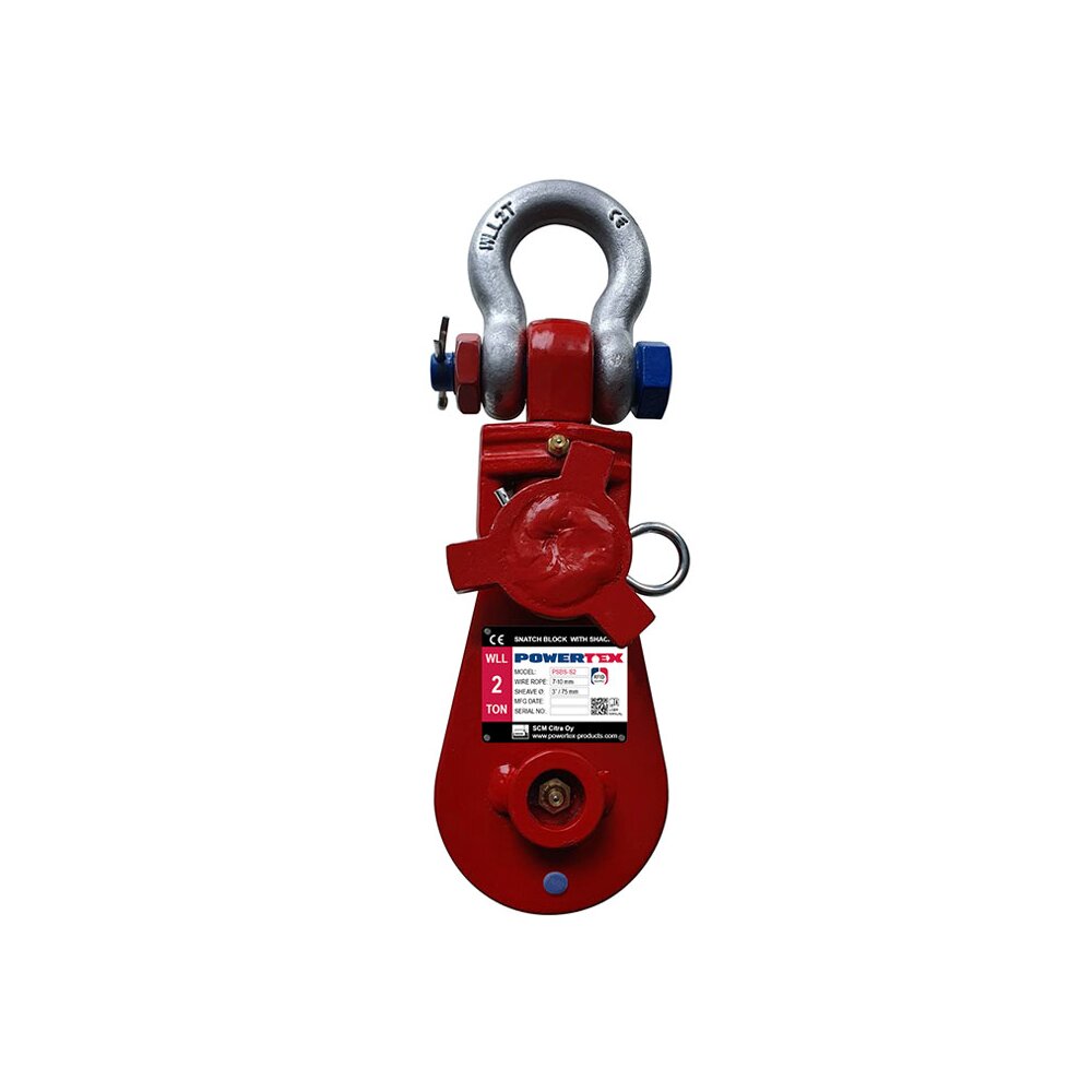 POWERTEX Snatch Block with Shackle | CERTEX Denmark